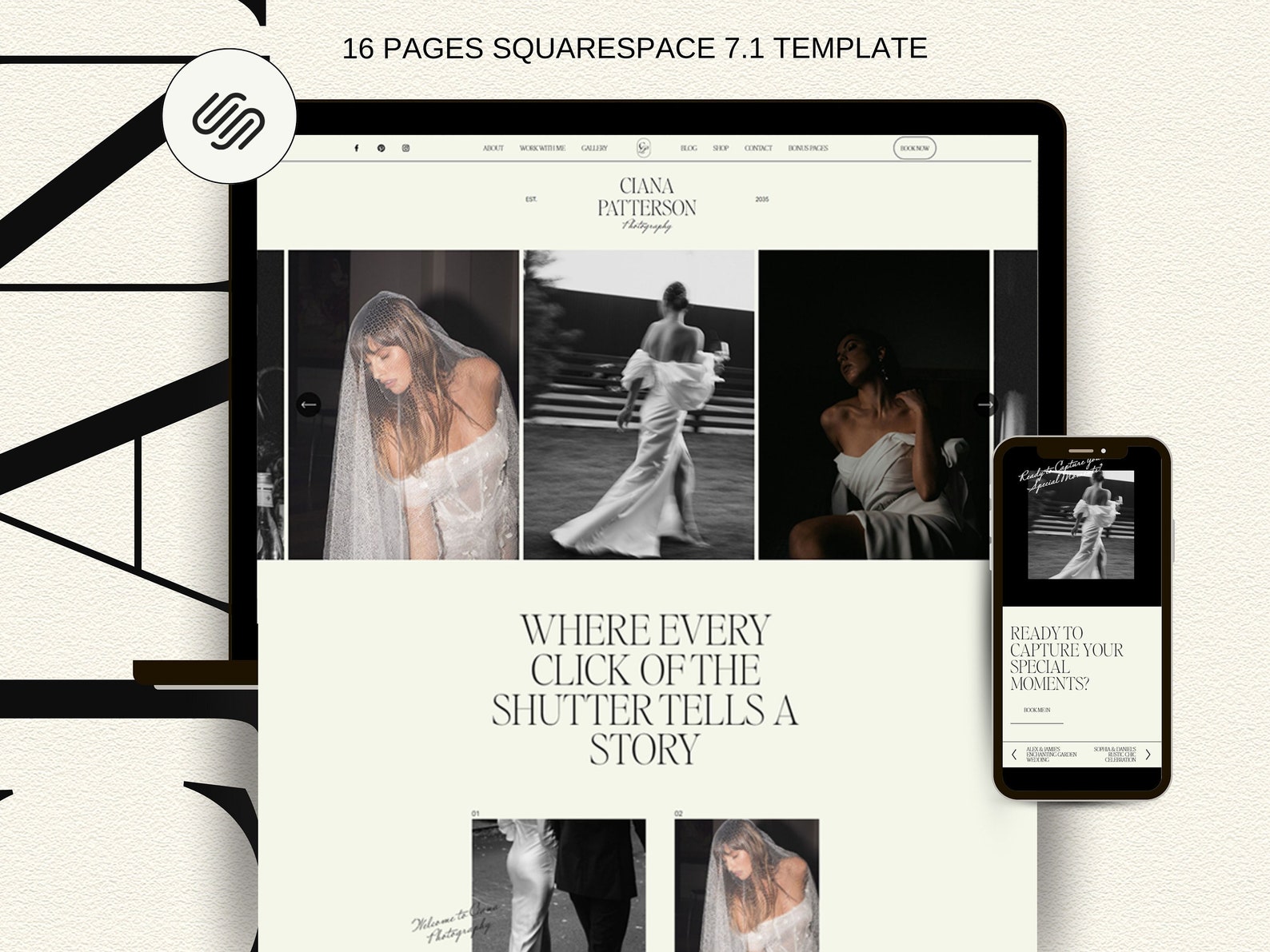 Squarespace Website Template: Editorial Portfolio for Photographers - Etsy
