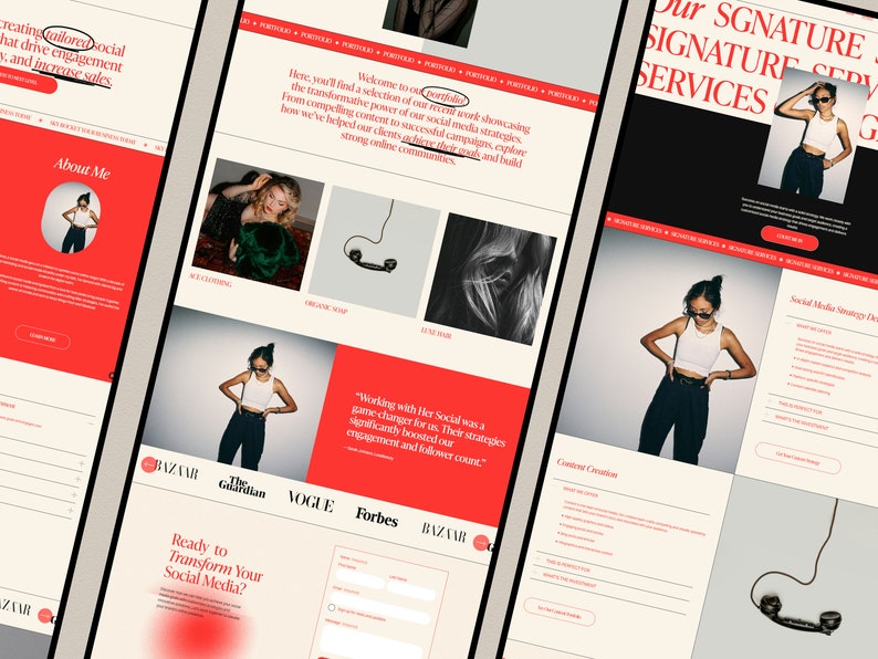 Bold Red Squarespace Website Template: Marketing Agency, Social Media ...