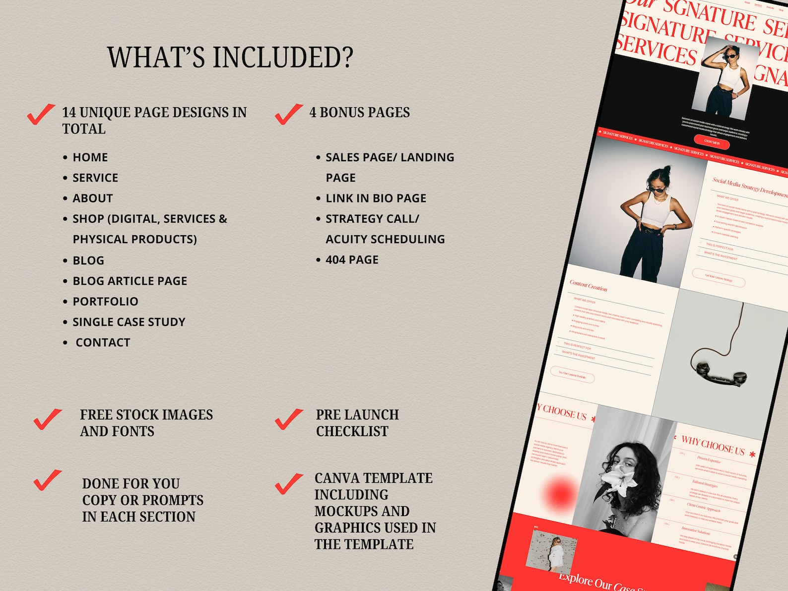 Bold Red Squarespace Website Template: Marketing Agency, Social Media ...