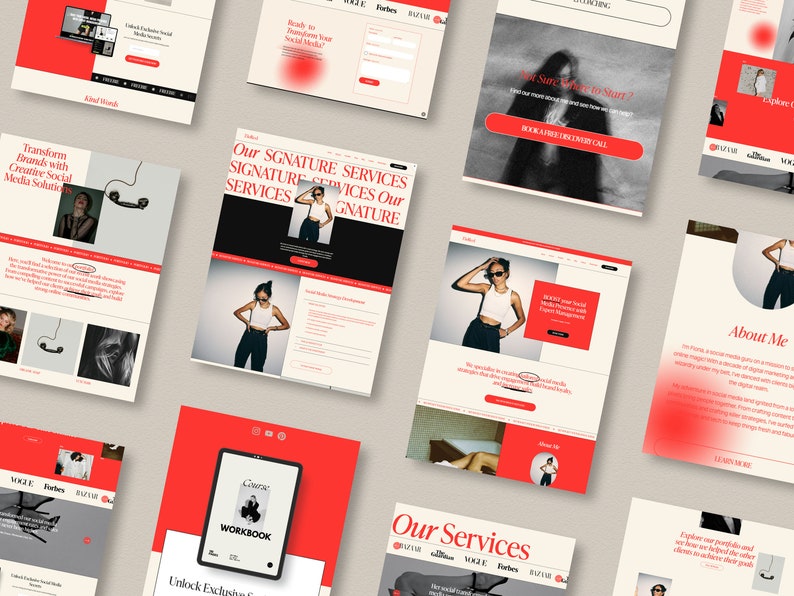 Bold Red Squarespace Website Template: Marketing Agency, Social Media ...