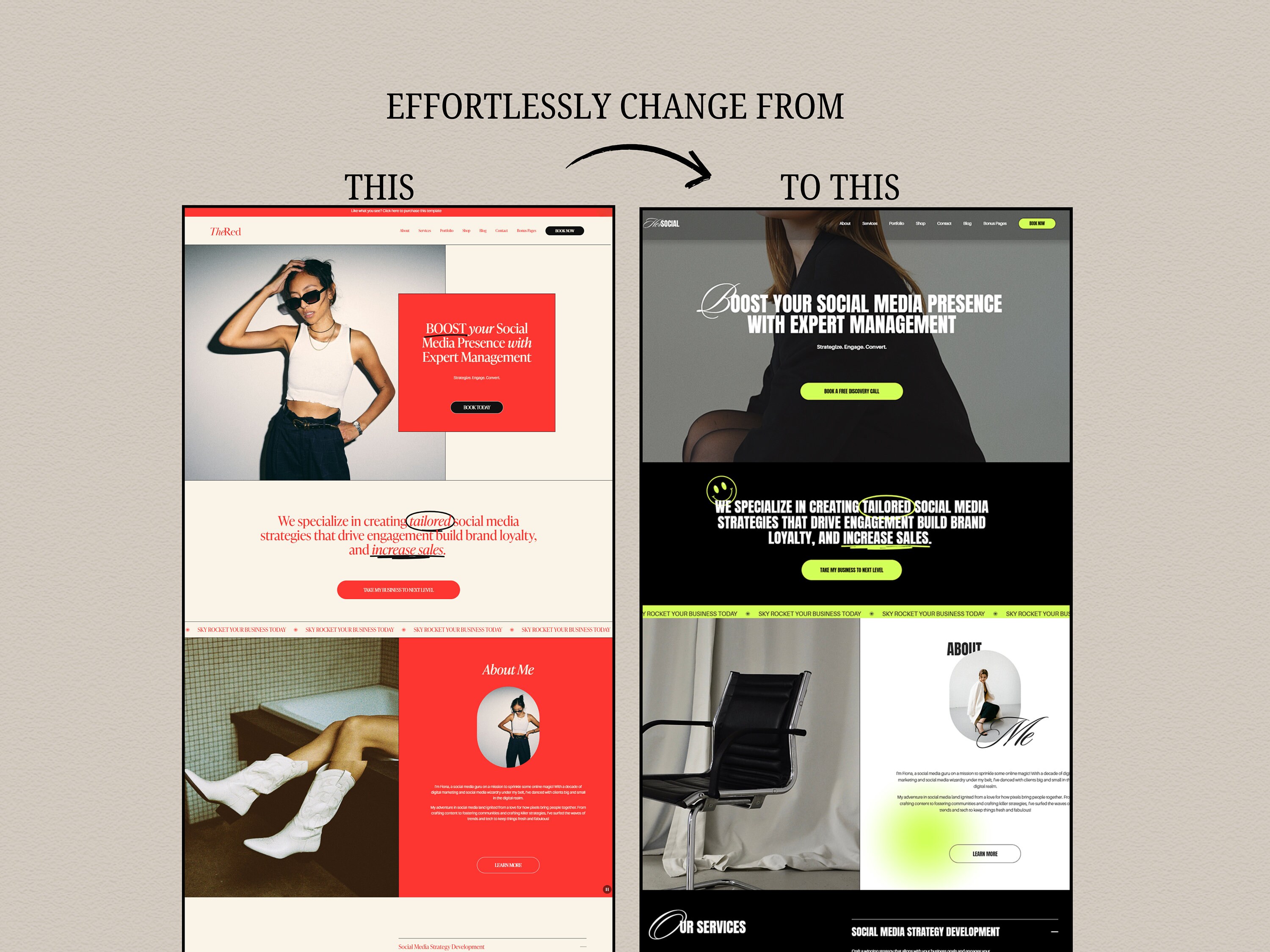 Bold Red Squarespace Website Template: Marketing Agency, Social Media ...