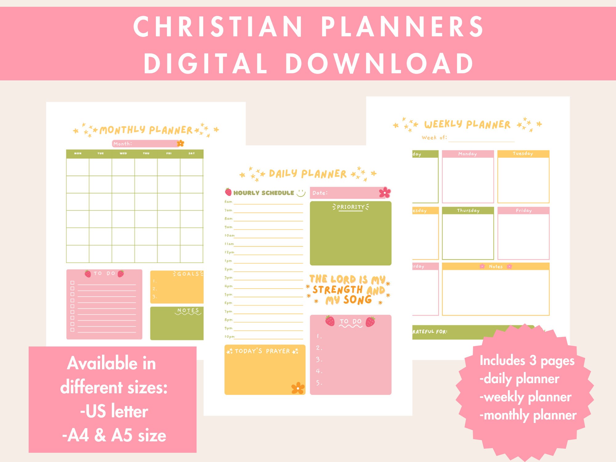 Christian Digital Planner / Printable Daily Planner / Printable Weekly ...