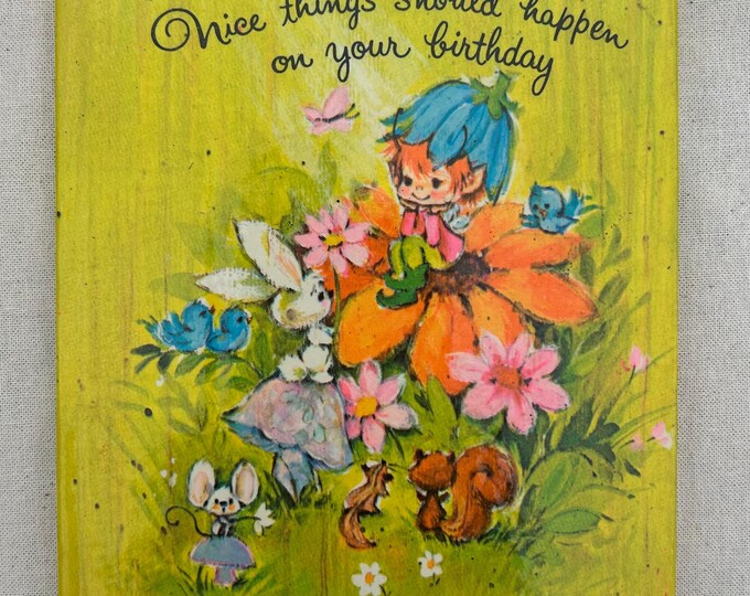 Vintage 1970s Happy Birthday Book | American Greetings | Fairy Elf ...