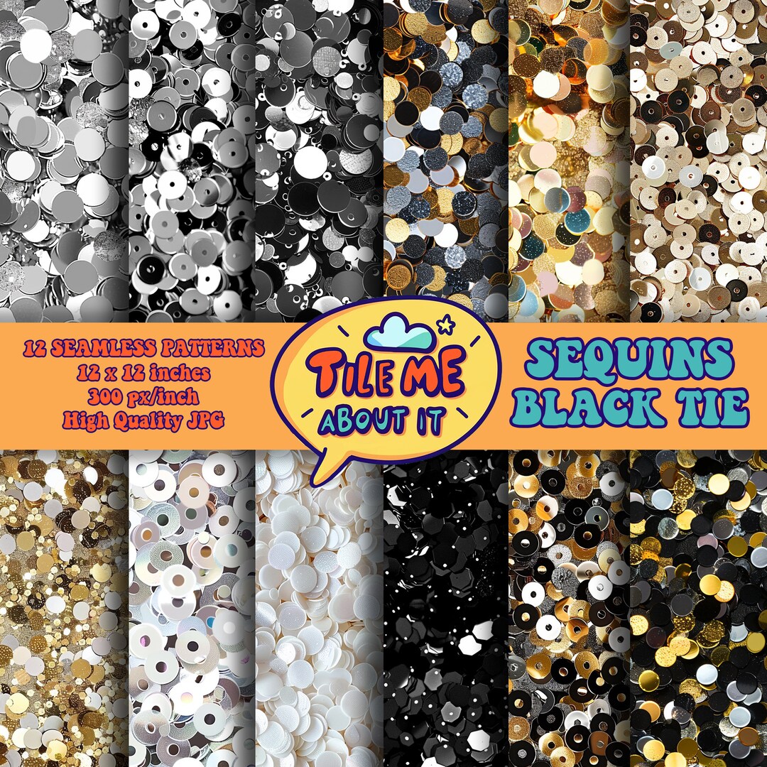 Sequins Black Tie | Digital Seamless Repeating Patterns | Digital Paper ...