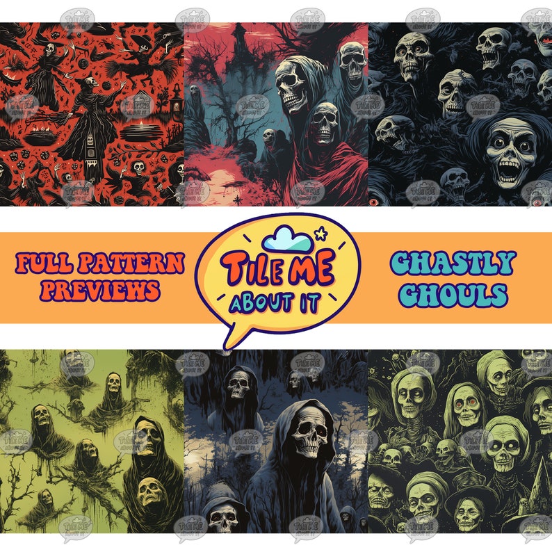 Ghastly Ghouls | Digital Seamless Repeating Patterns | Digital Paper - Etsy