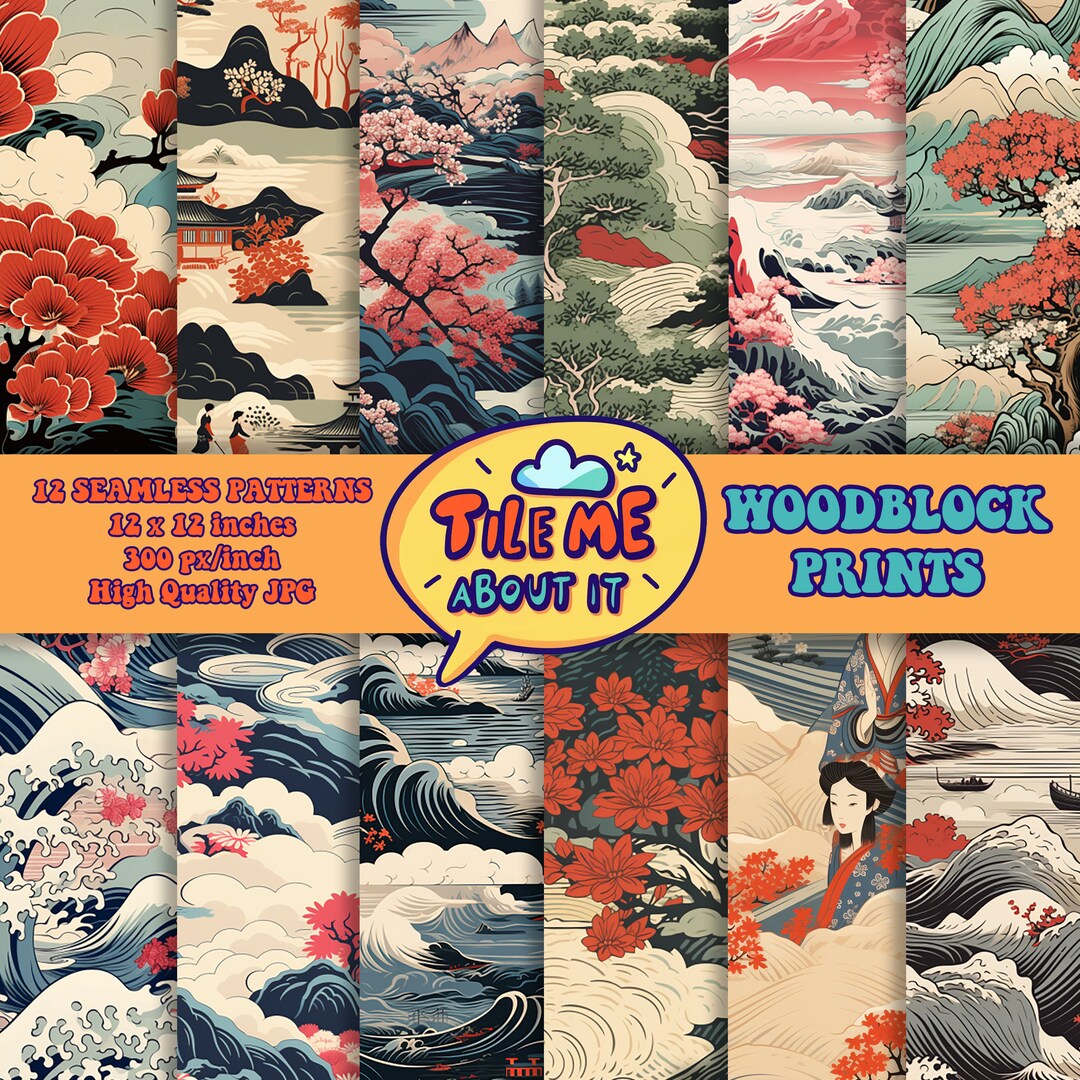 Woodblock Prints | Digital Seamless Repeating Patterns | Digital Paper ...