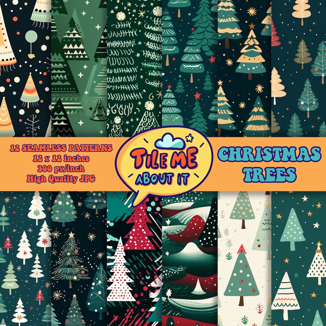 Christmas Trees | Digital Seamless Repeating Patterns | Digital Paper ...