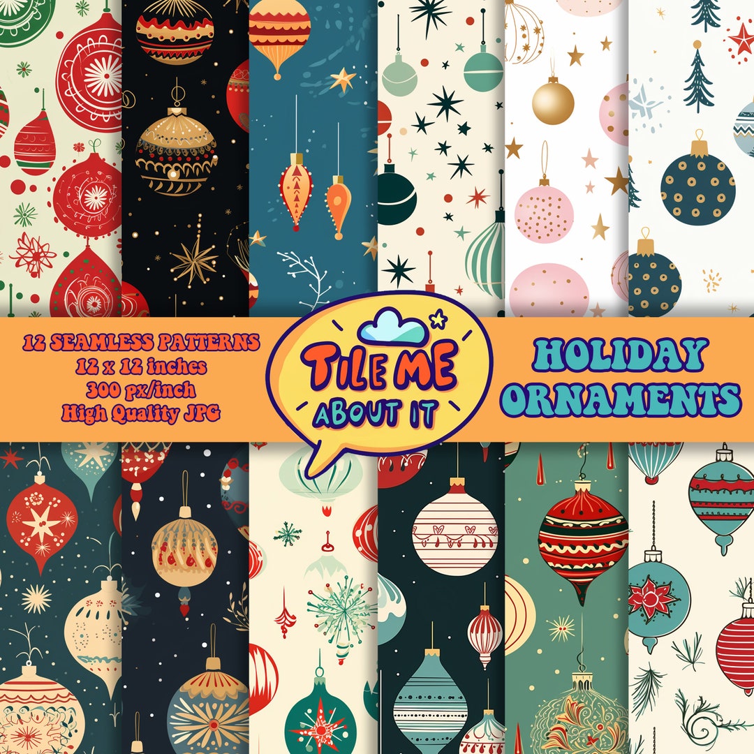 Holiday Ornaments | Digital Seamless Repeating Patterns | Digital Paper ...