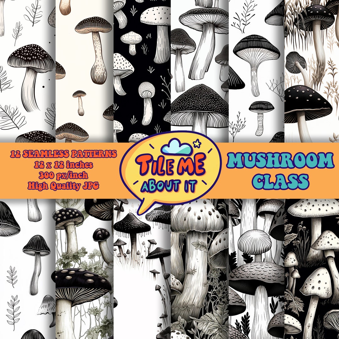 Mushroom Class | Digital Seamless Repeating Patterns | Digital Paper - Etsy
