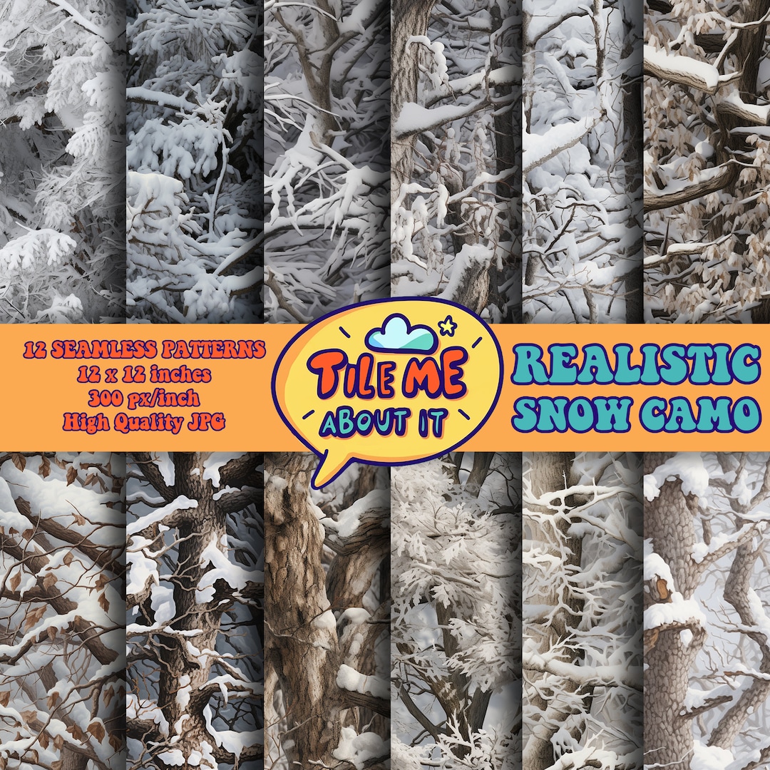 Realistic Snow Camo | Digital Seamless Repeating Patterns | Digital ...