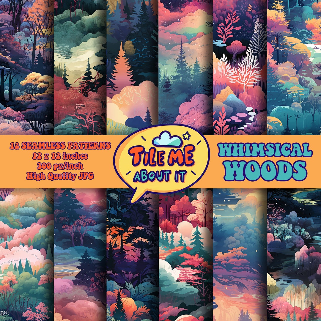 Whimsical Woods | Digital Seamless Repeating Patterns | Digital Paper ...