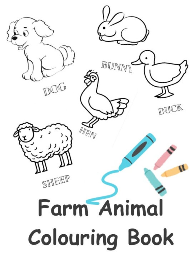 Printable Colouring Book With Farm Animals for Kids - Etsy