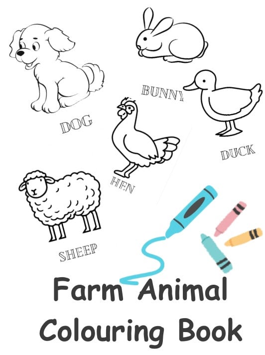 Printable Colouring Book With Farm Animals for Kids - Etsy