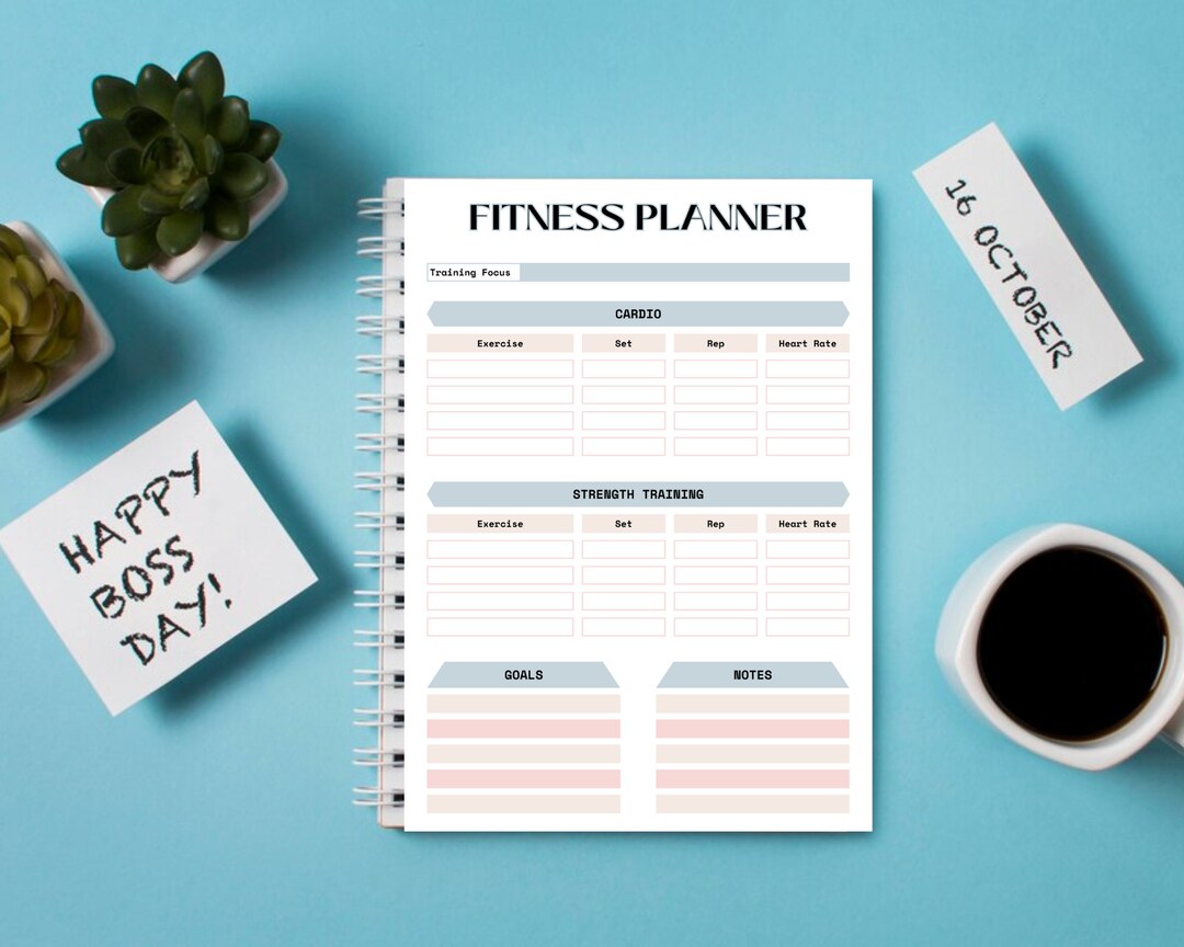 Modern Fitness Planner Sheet | Digital Fitness Planner Fitness Journal ...