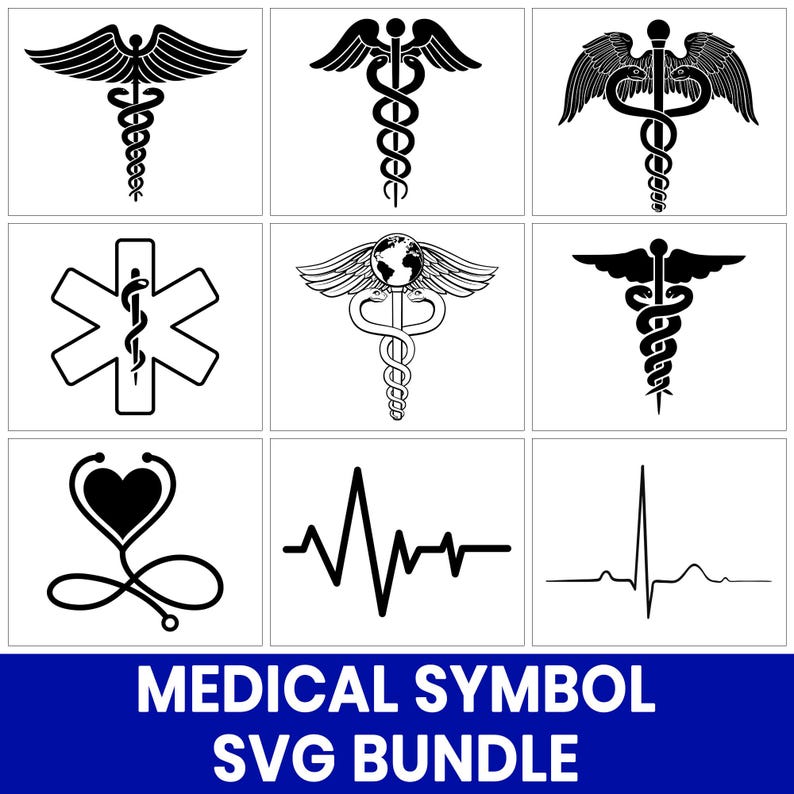 Medical Symbol SVG Bundle, Caduceus Healthcare Icon Designs, Medical ...