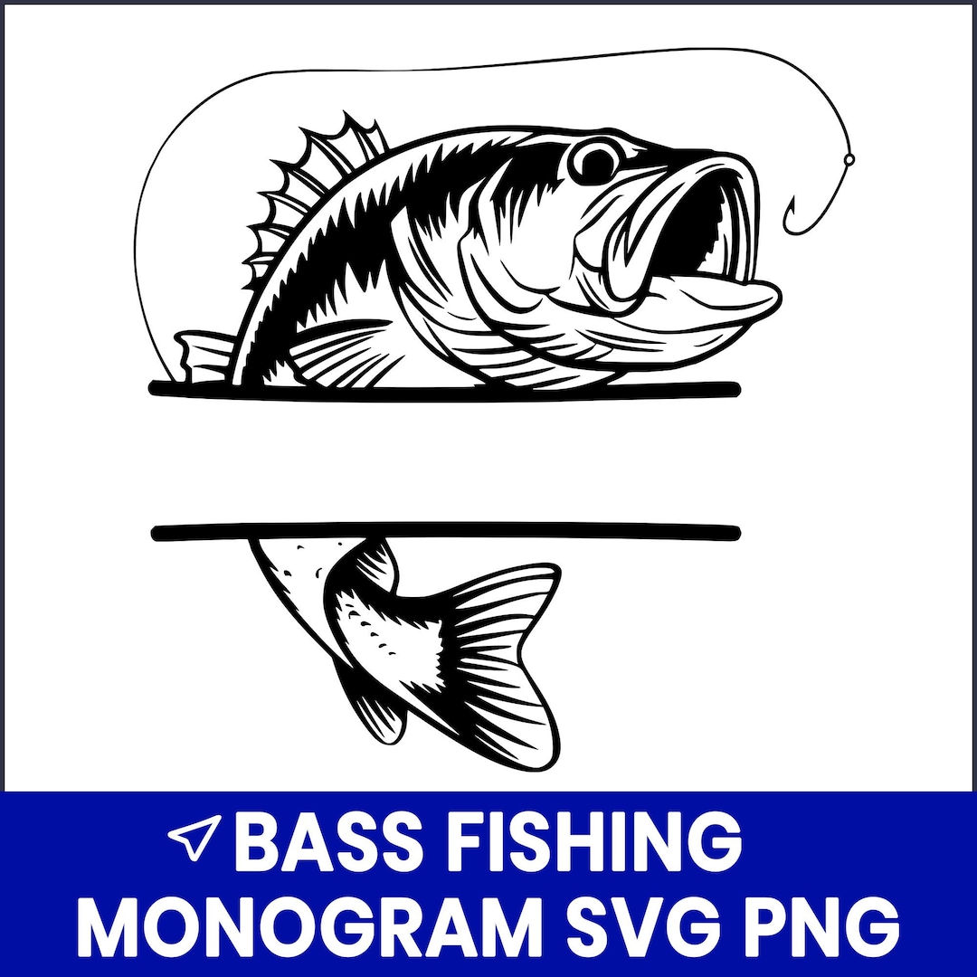 Bass Fishing Monogram SVG, Fish PNG Bundle, Personalized Fisherman ...