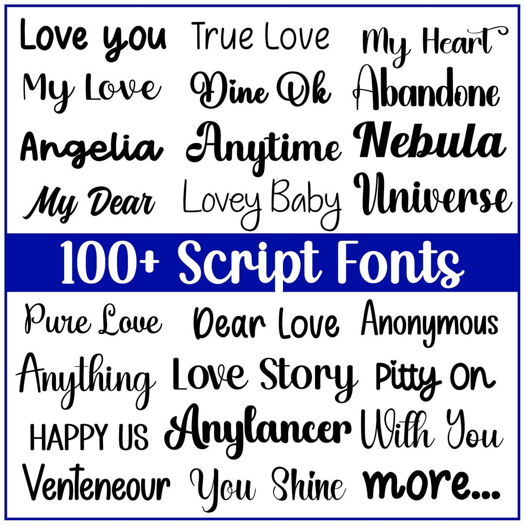 100+ Script Font Bundle: Handwritten Fonts, Cursive Font Pack ...
