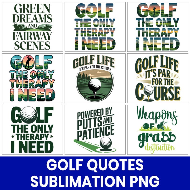 Funny Golf Quotes, T-shirt Designs, Sublimation PNG Bundle (digital ...