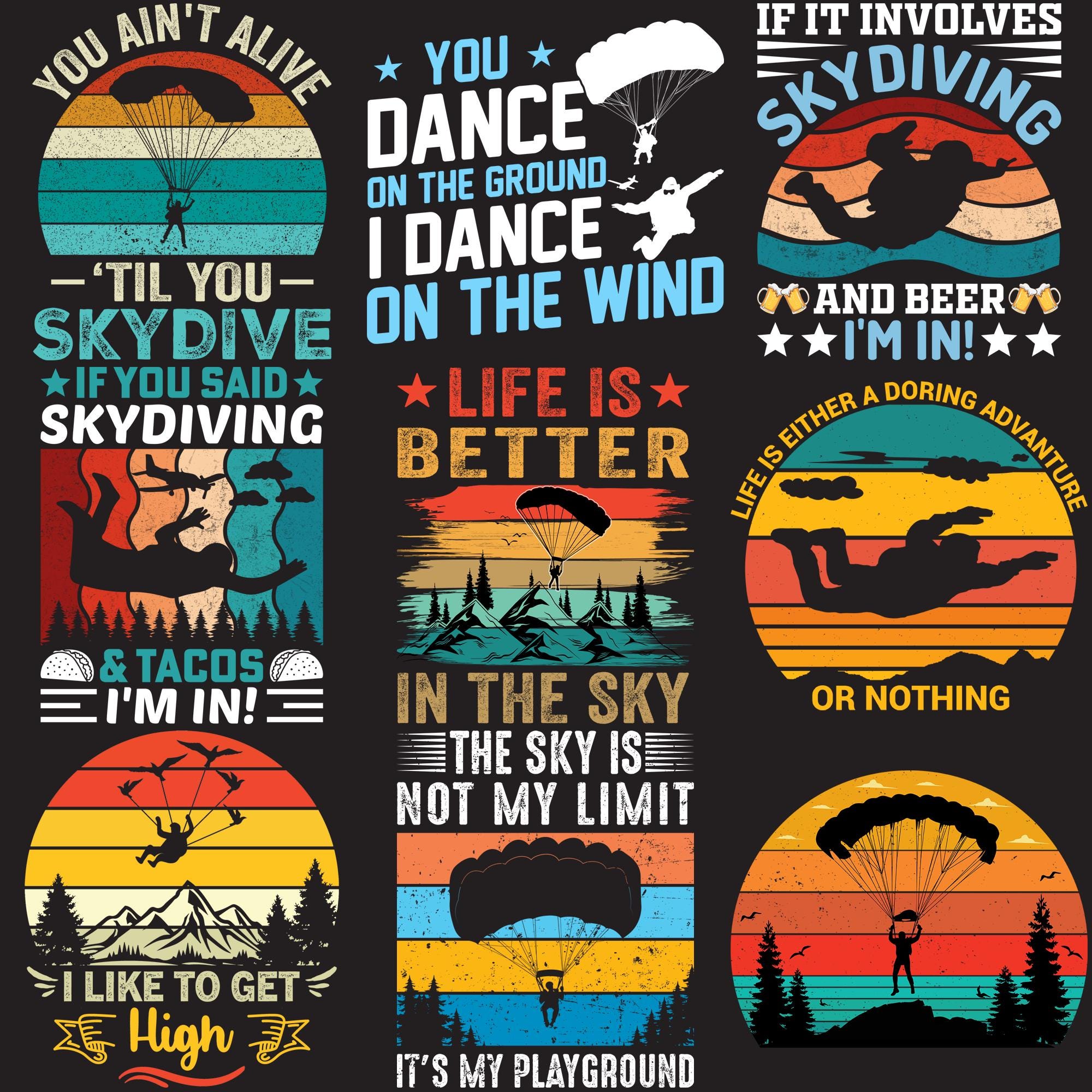 Skydiving PNG Clipart, Adventure Sports Design (svg, Eps, Dxf) - Etsy