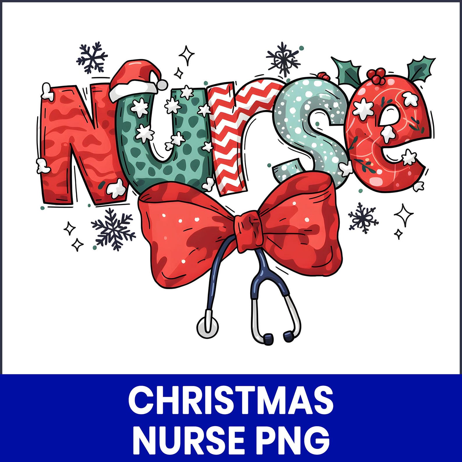Christmas Nurse PNG Clipart, Holiday Nurse Sublimation, Cute Medical ...