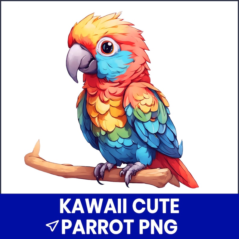 Kawaii Parrot PNG Clipart, Chibi Tropical Bird, Printable Pet Art ...