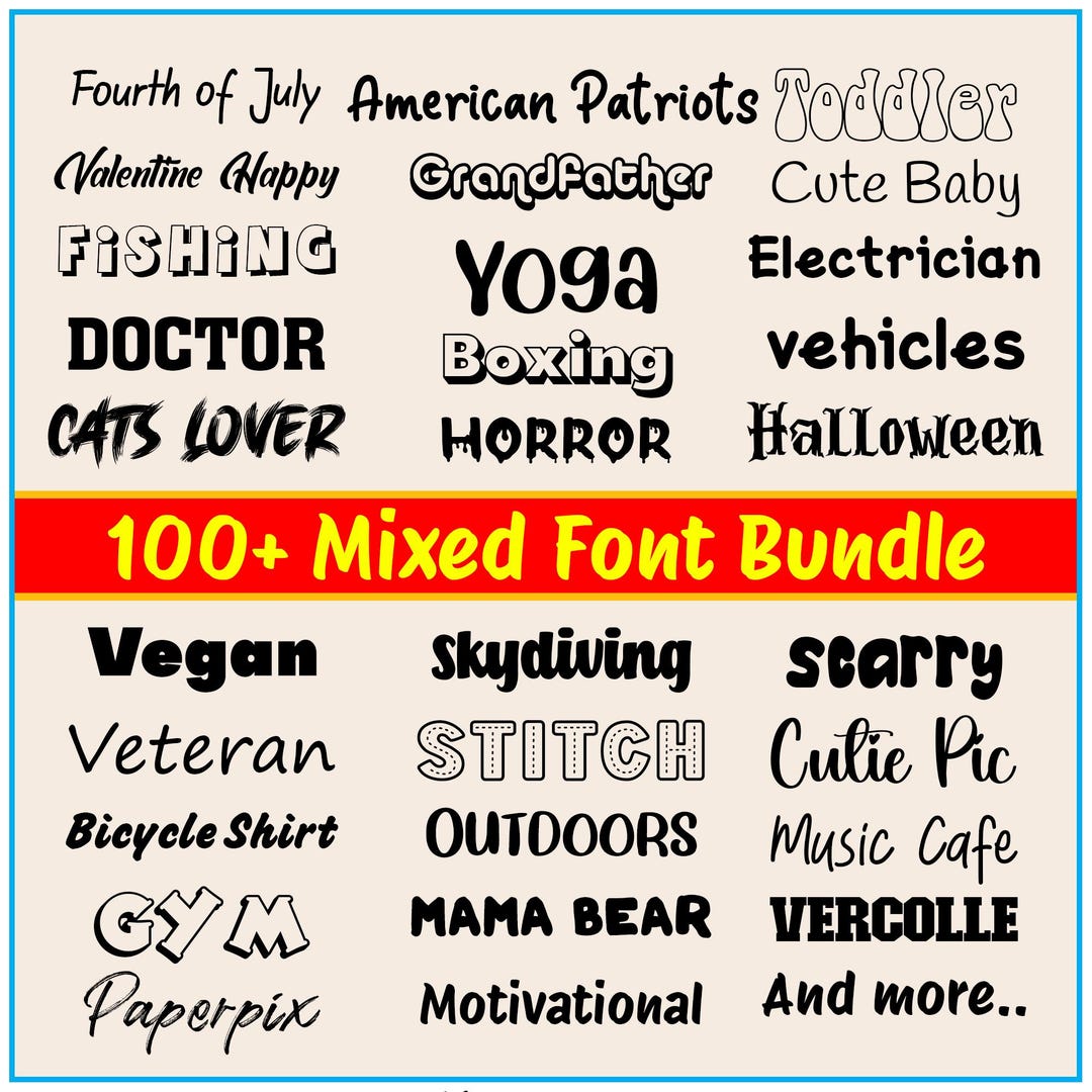 Creative Font Bundle – 100+ TTF SVG Fonts, Cricut & Canva (digital ...