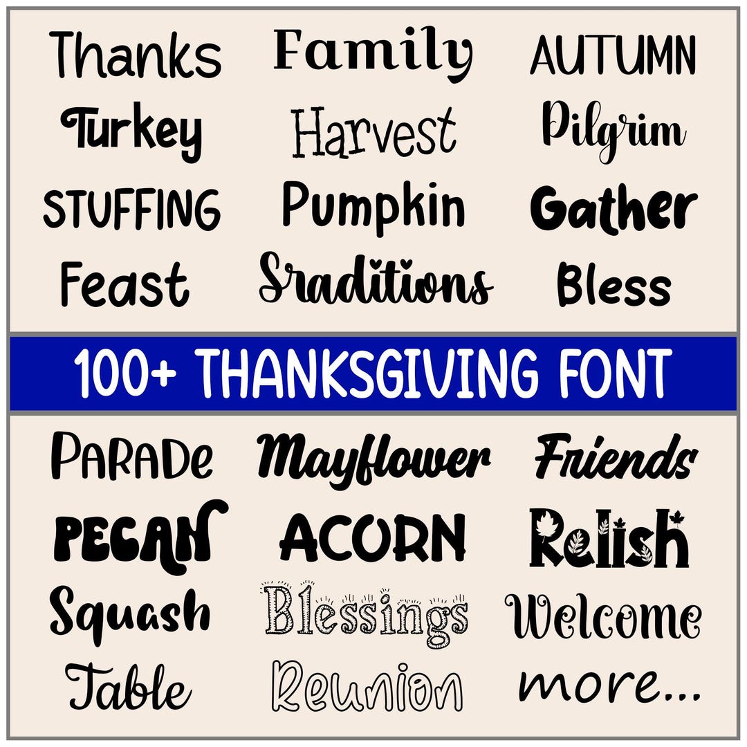 Thanksgiving Font Bundle – 100+ Fall & Autumn Fonts (digital Download ...