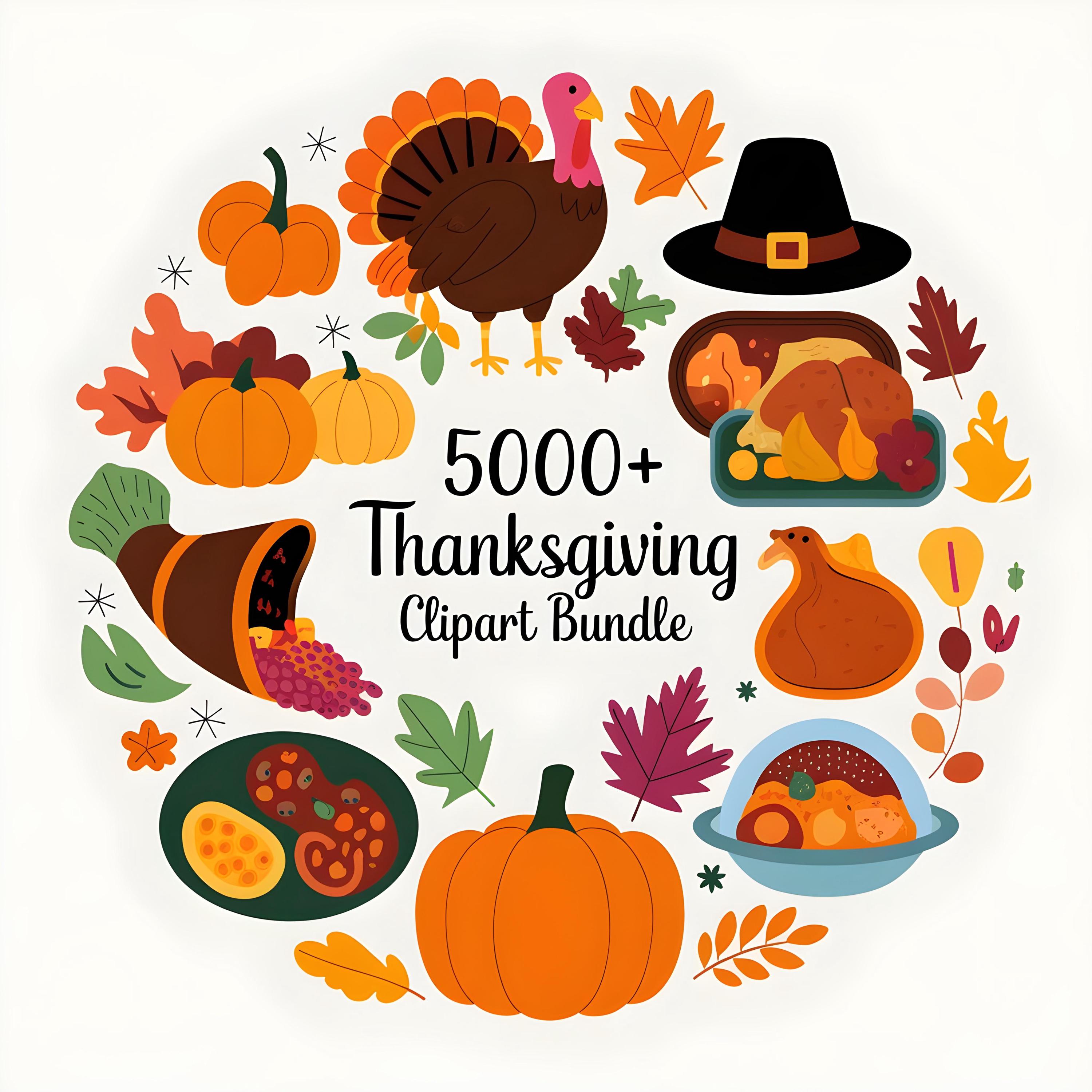 5000+ Thanksgiving Clipart Bundle, Fall Clipart, Thanksgiving SVG ...