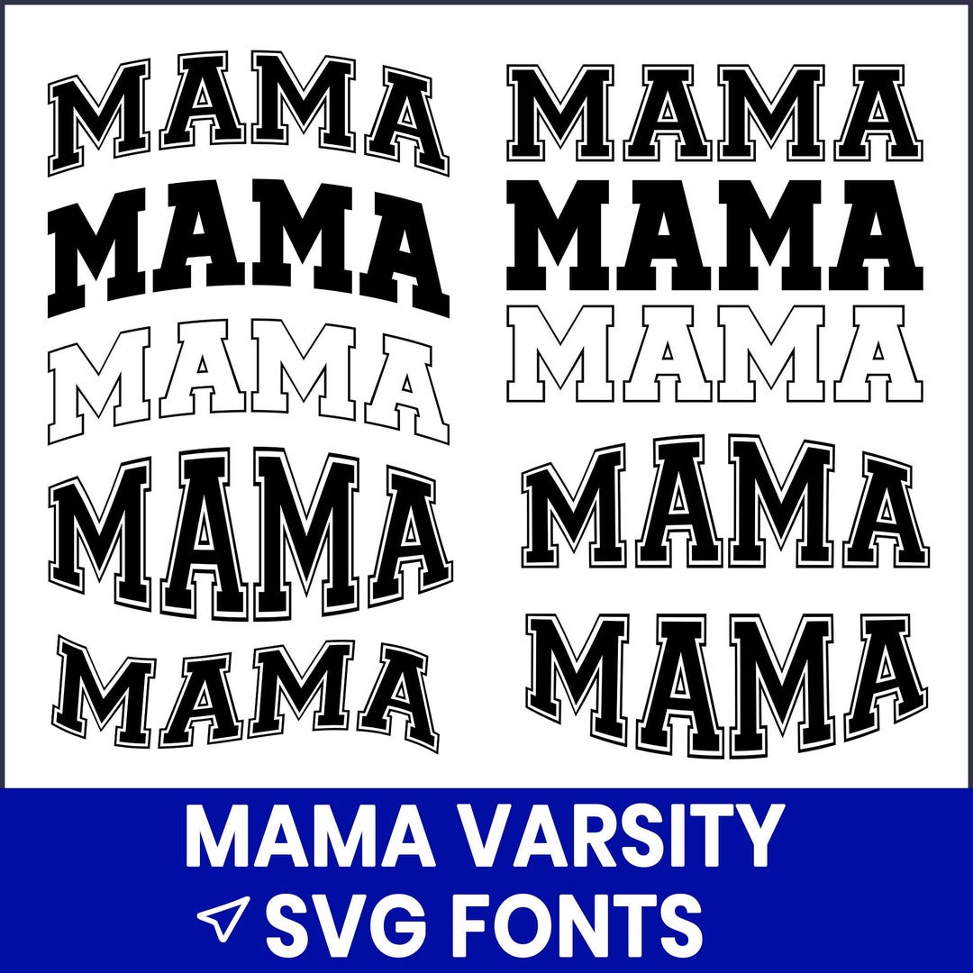 Mama Varsity SVG PNG Font, Bold College Letter SVG, Retro Varsity ...
