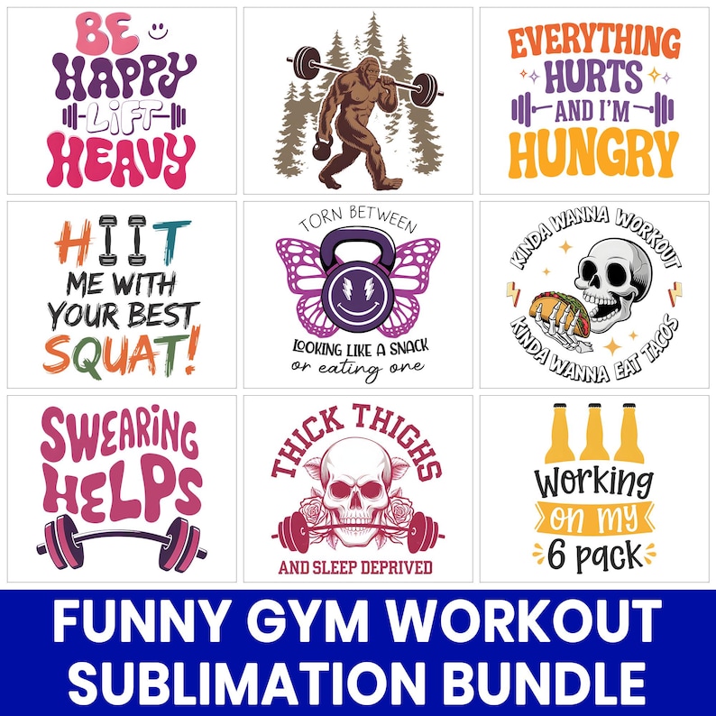 Funny Gym Sublimation PNG Bundle, Workout Quotes (digital Download) - Etsy