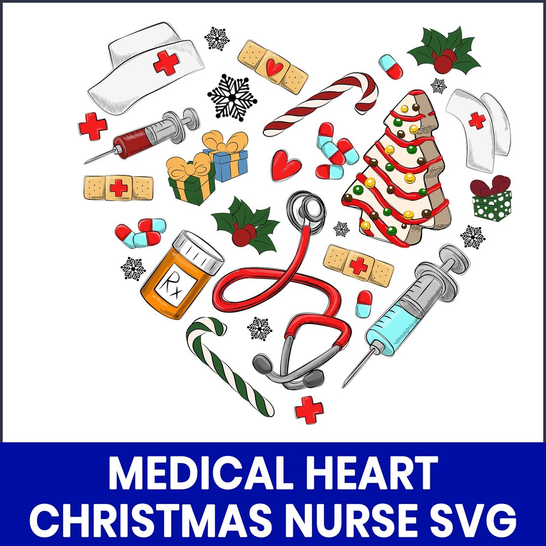 Christmas Nurse Heart SVG, Santa Stethoscope, Holiday RN Cut File - Etsy