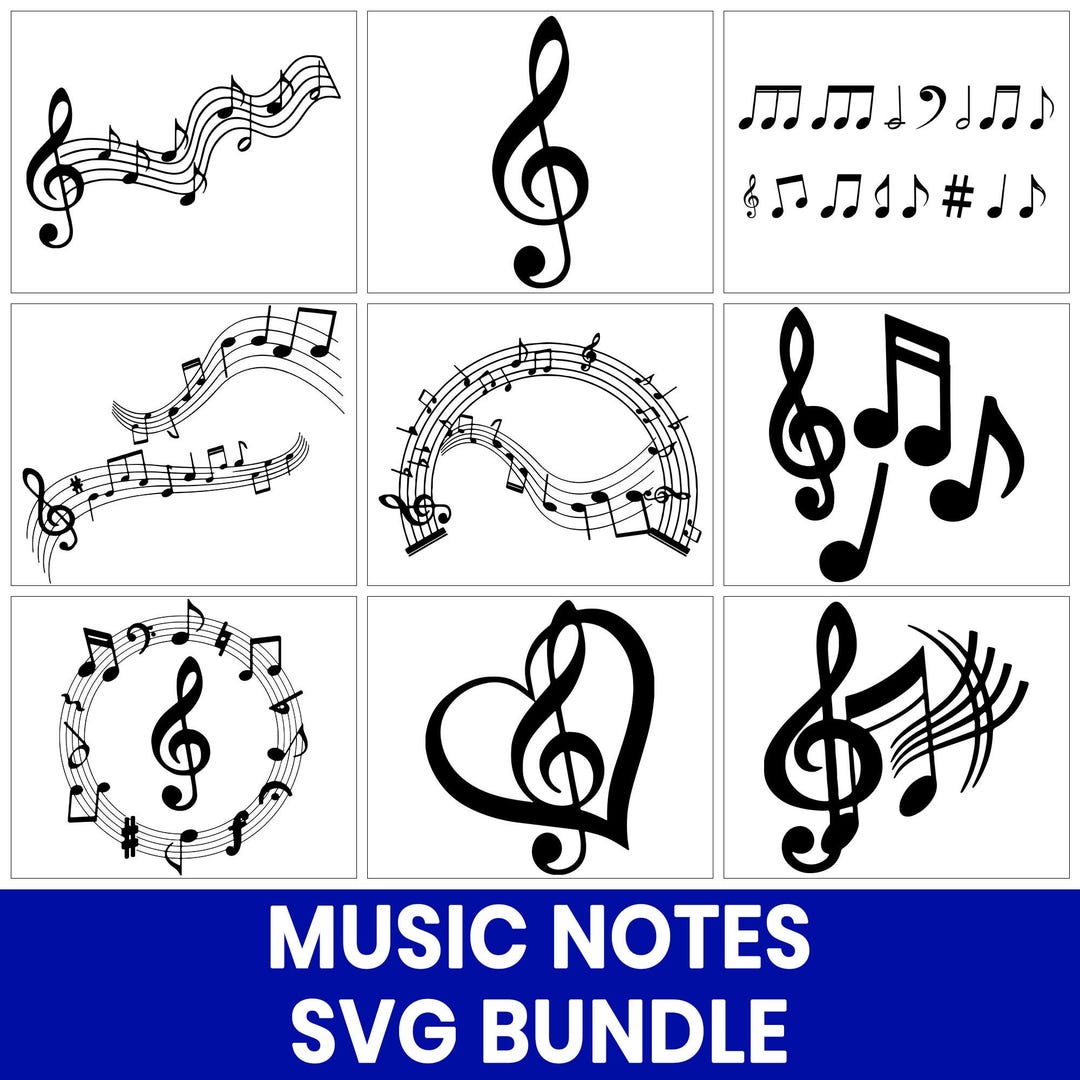 Music Notes SVG Bundle, Treble Clef Clipart (digital Download) - Etsy