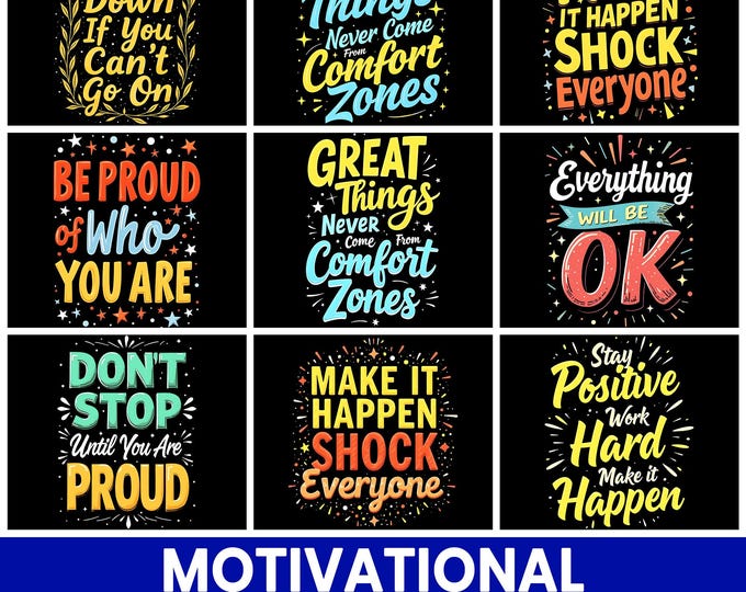 Motivational Quote Clipart Bundle: Positive Affirmation SVG & PNG ...
