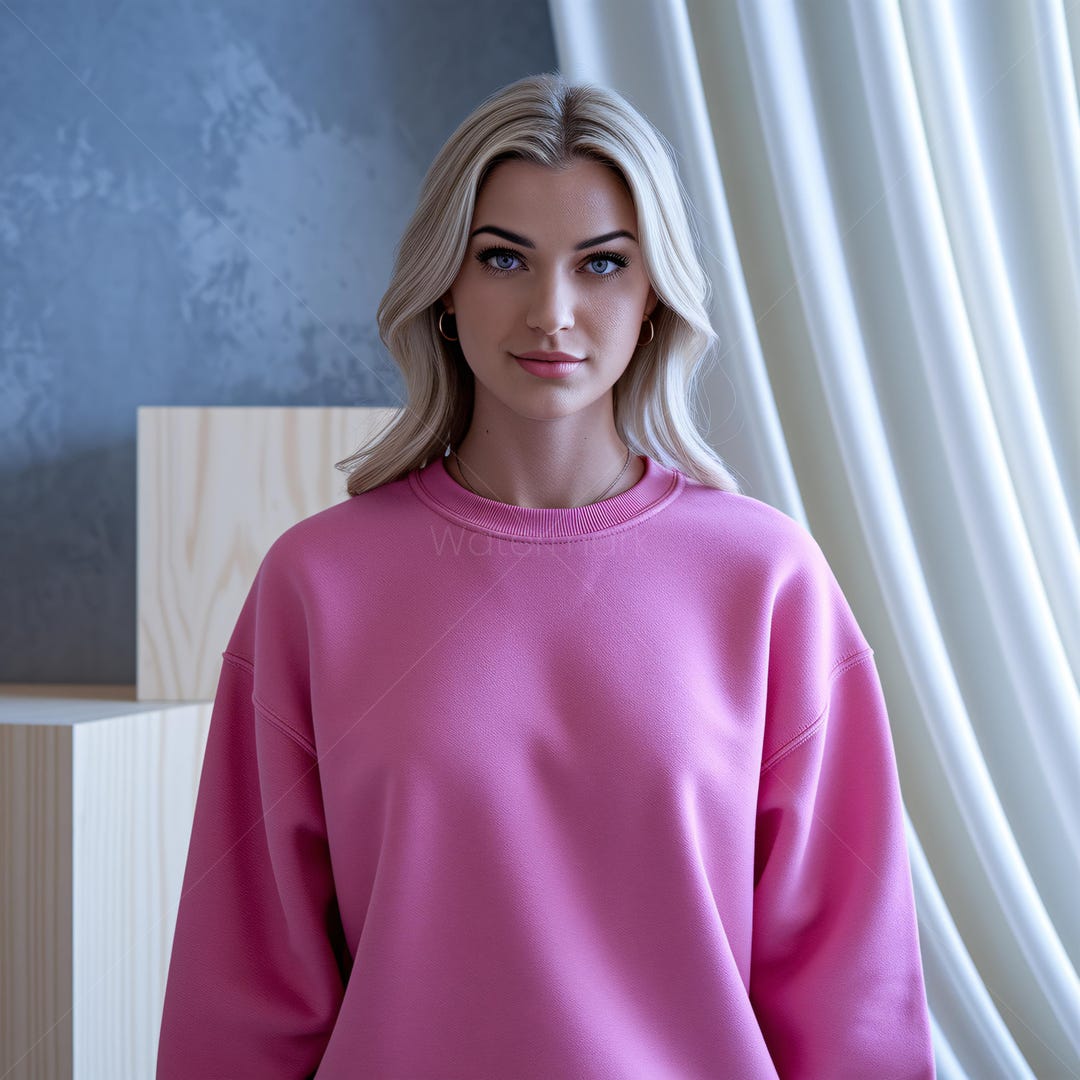 Gildan 18000 Heliconia Mockup, Pink Sweatshirt Mockup PNG, Flat Lay Crewneck Mockup, Gildan ...