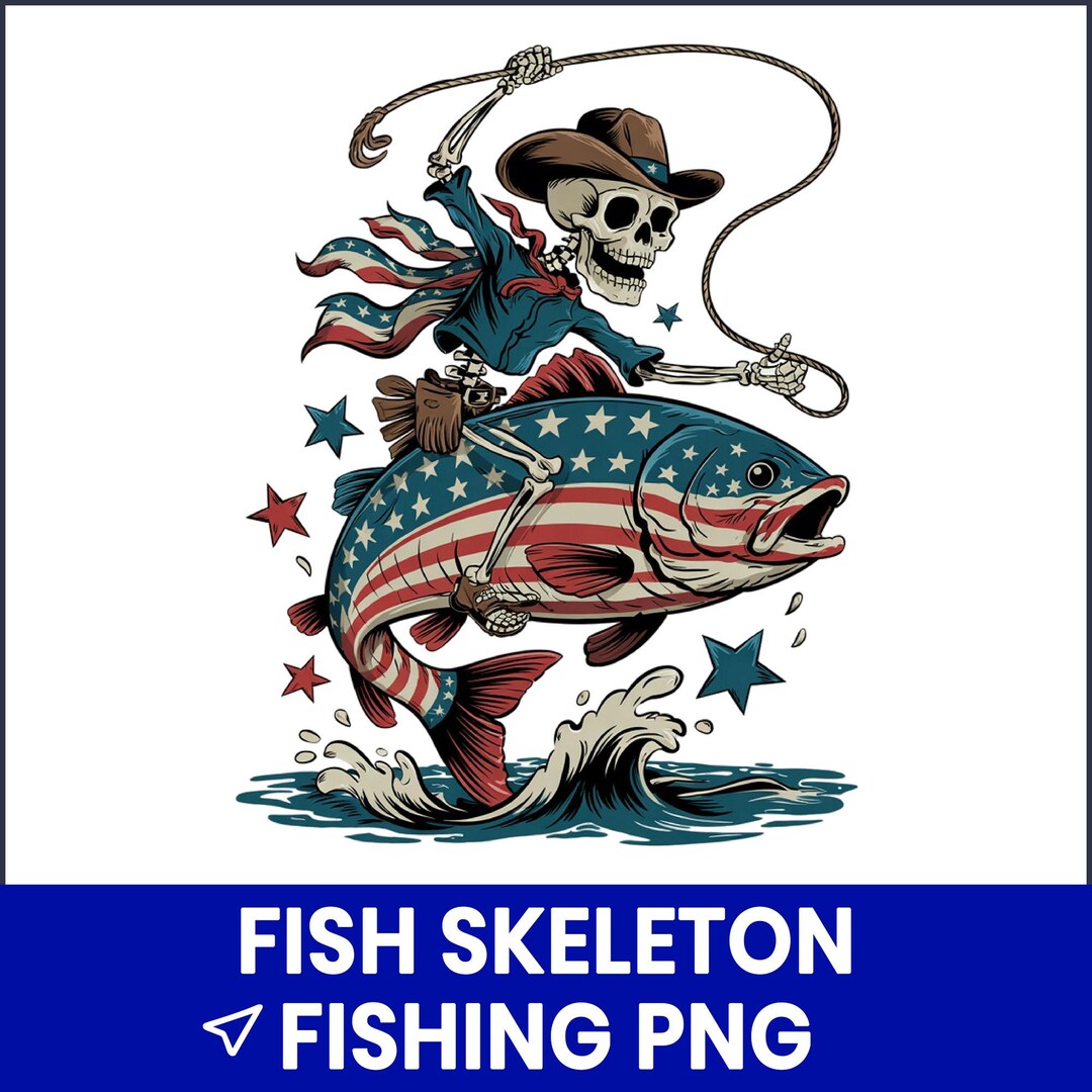 Fish Skeleton PNG, Fishing Skull Clipart, Angler Art, Bone Fish Design ...