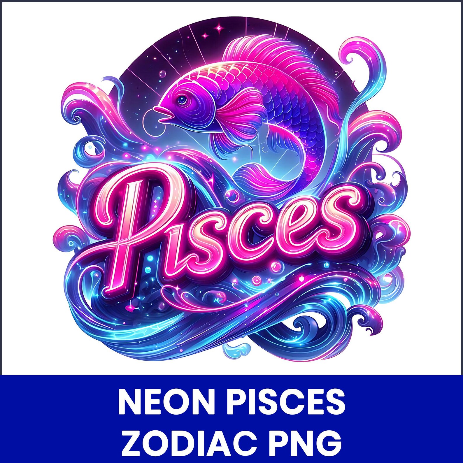 Neon Pisces Zodiac PNG, Astrology Fish Clipart, Horoscope Star Sign Art ...