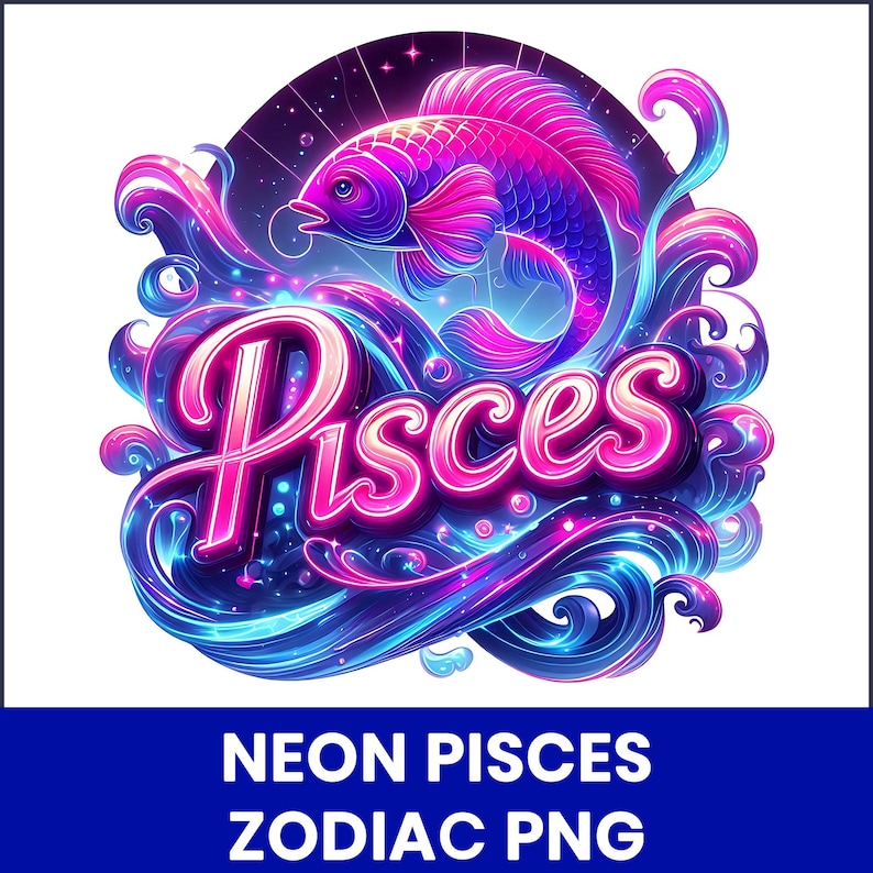 Neon Pisces Zodiac PNG, Astrology Fish Clipart, Horoscope Star Sign Art ...