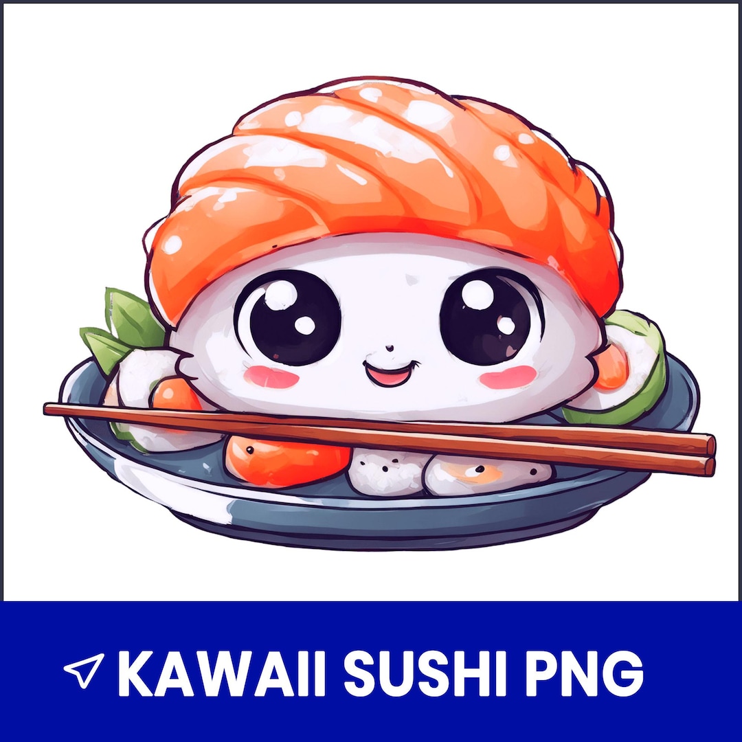 Kawaii Sushi PNG, Cute Japanese Food Clipart, Pastel Sushi Illustration ...