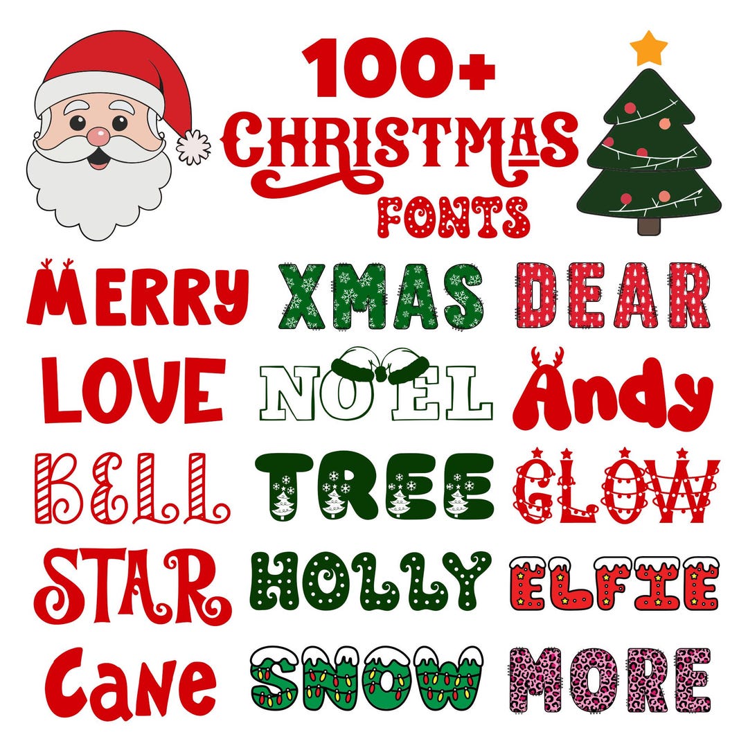 100+ Christmas Font Bundle - Festive Holiday Fonts, Script, Monogram ...