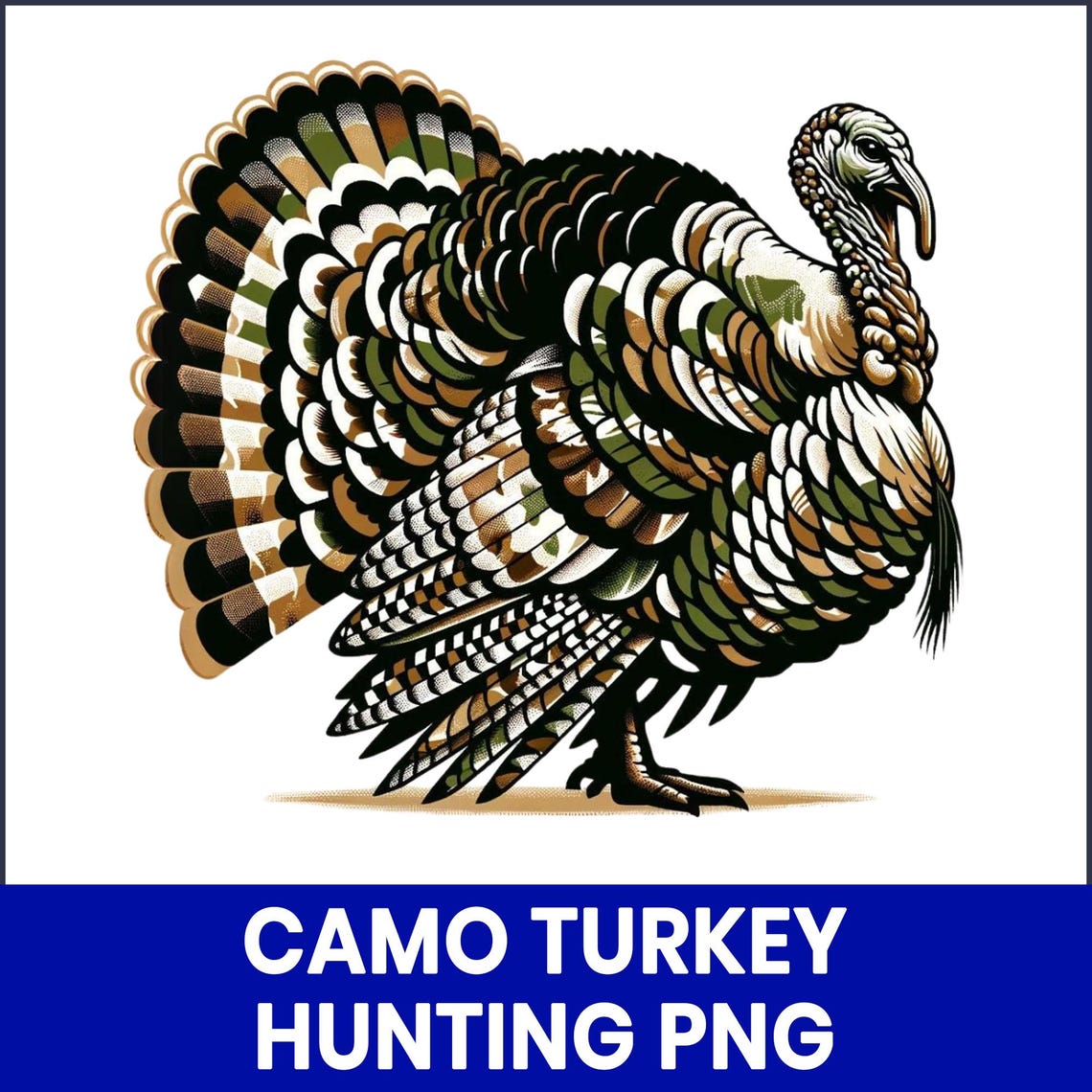 Camo Turkey Hunting Design, Rustic Gobbler Clipart (PNG Digital ...