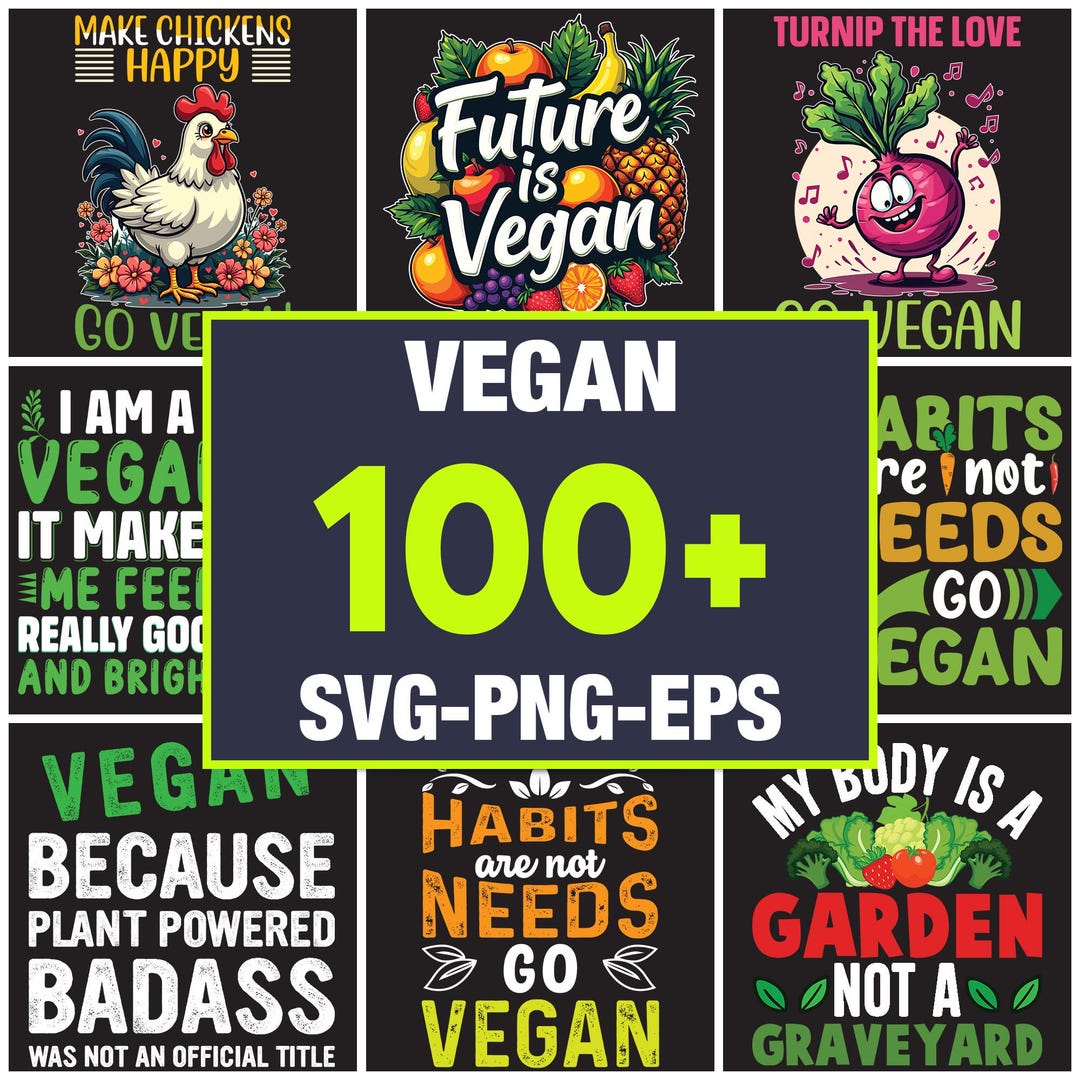 Vegan PNG Bundle, Plant-based Designs, Eco-friendly (digital Download ...