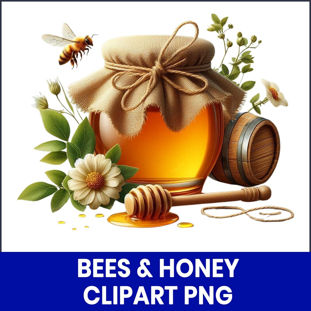 Honey Bee Clipart PNG Set, Farmhouse Style, Beekeeper Design (digital ...