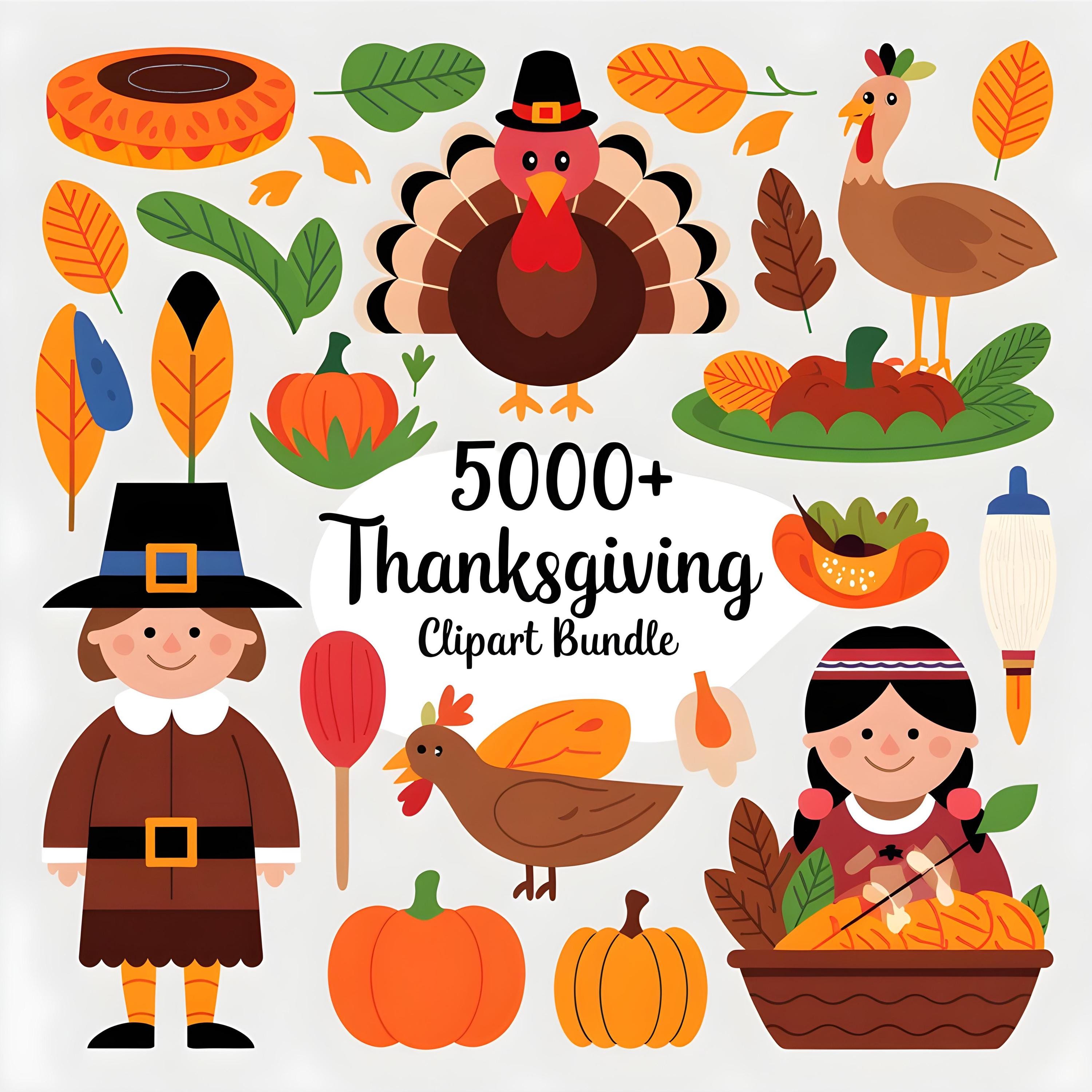 5000+ Thanksgiving Clipart Bundle, Fall Clipart, Thanksgiving SVG ...