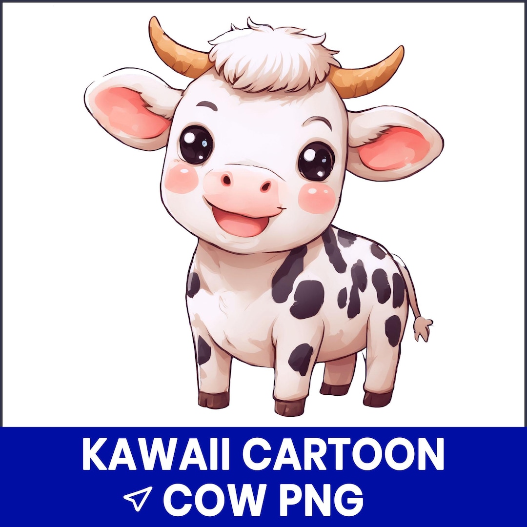 Kawaii Cow PNG Clipart, Cute Cartoon Farm Animal Art, Adorable Baby Cow ...