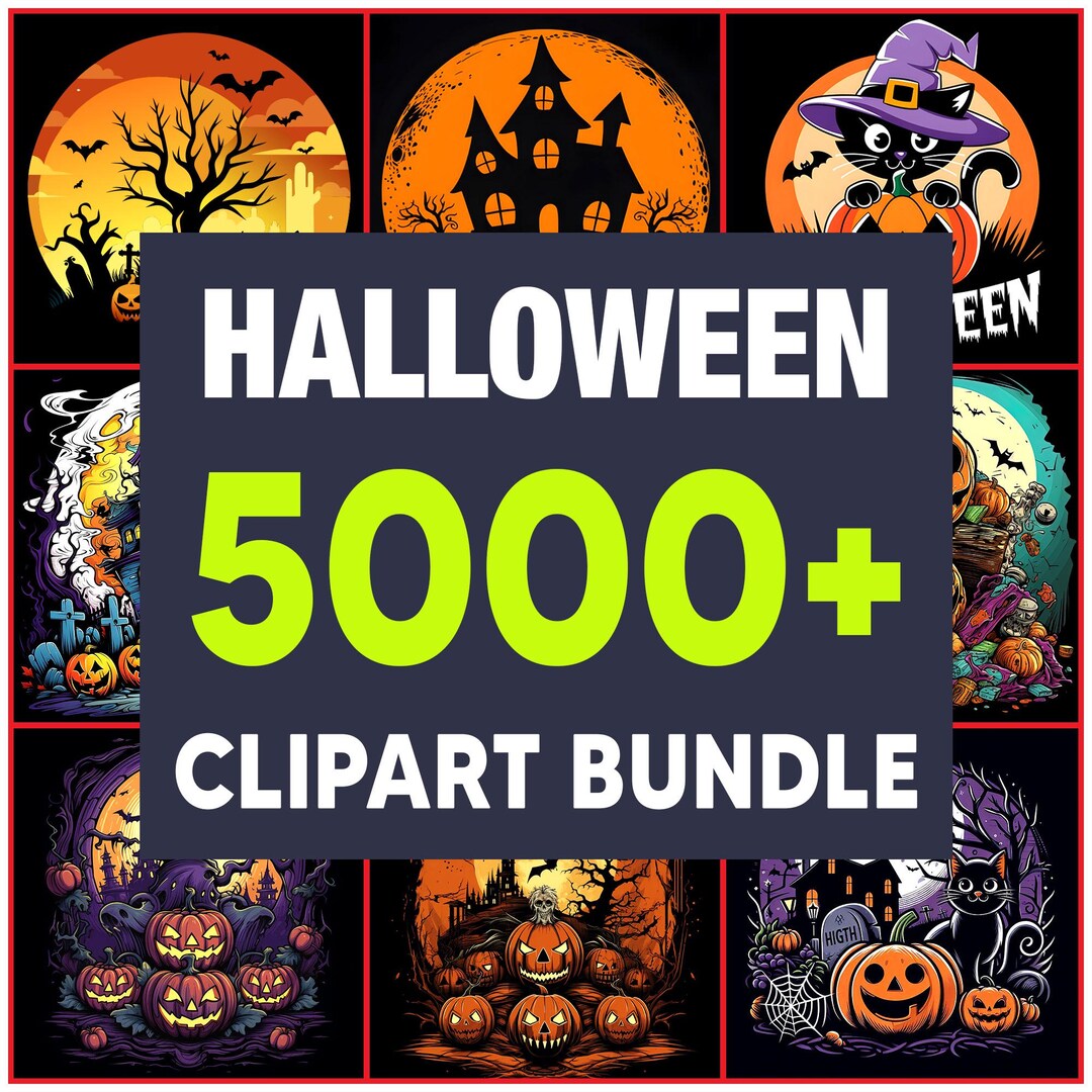 5000+ Halloween Clipart Bundle, Spooky PNG SVG, for Cricut (digital ...