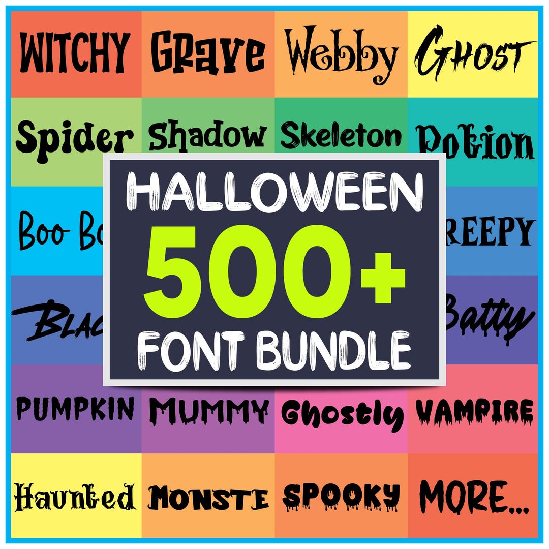 500+ Halloween Font Bundle, Spooky Script, Gothic, Retro Fonts for ...
