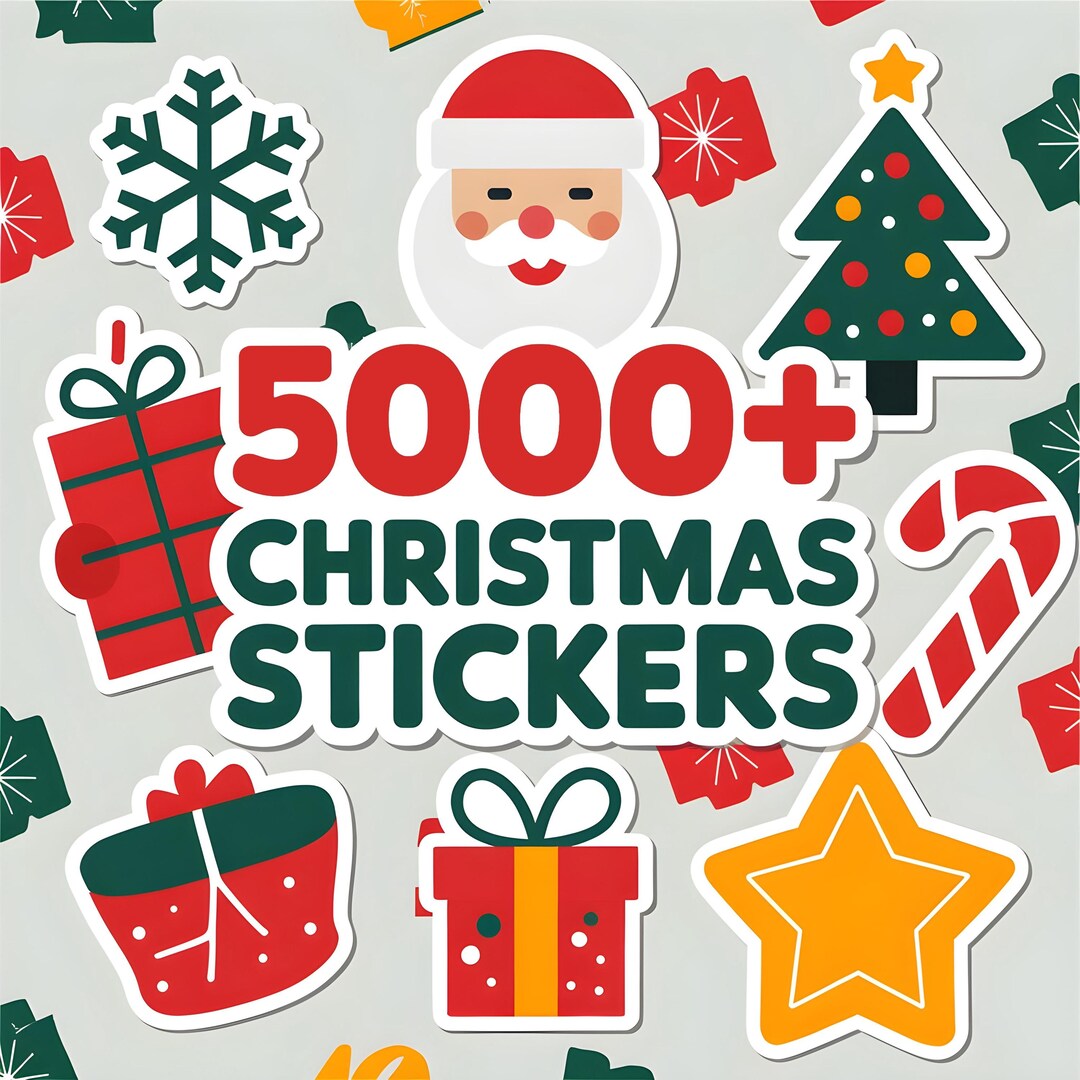5000+ Christmas Stickers Bundle - Holiday Stickers, Santa Claus PNG ...