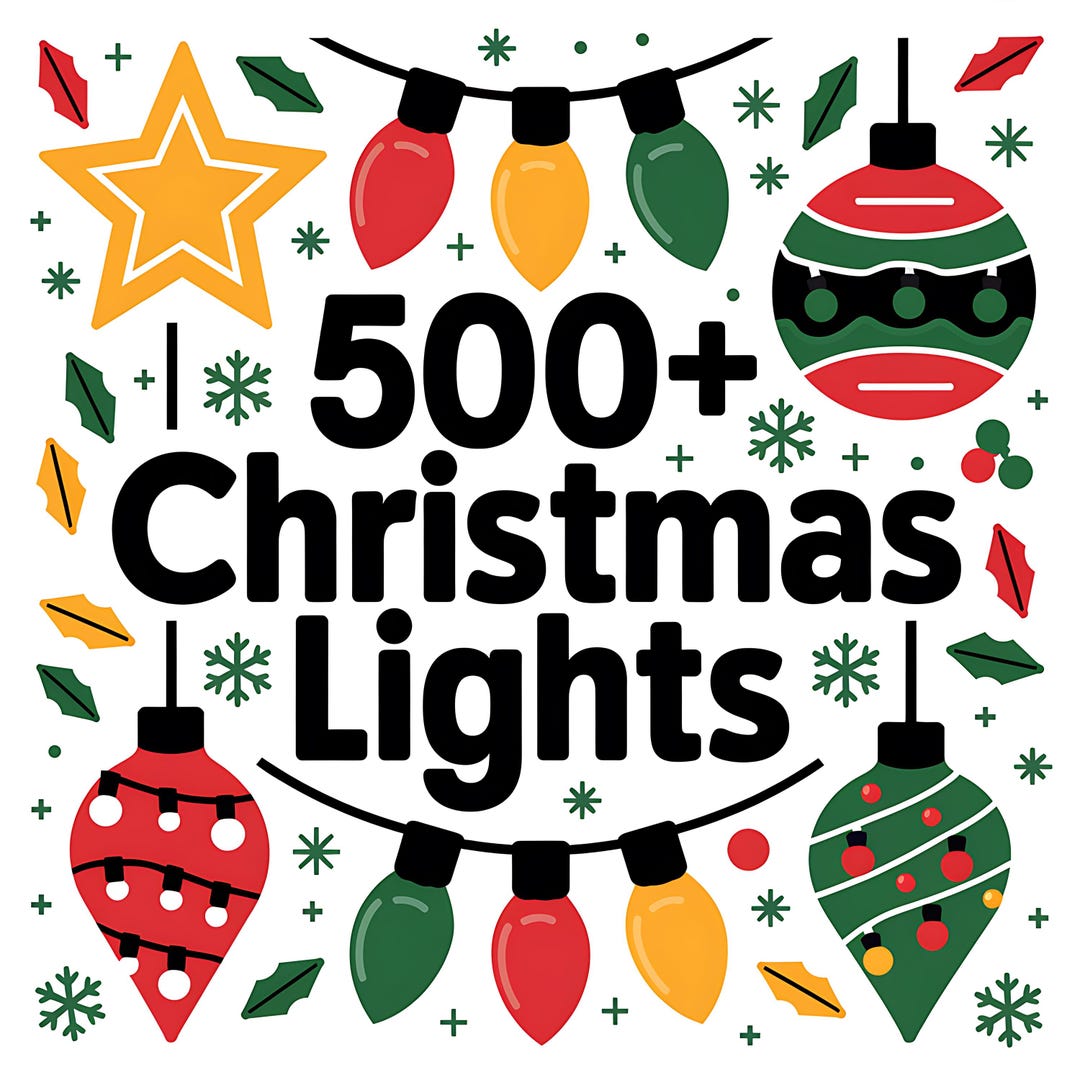 500+ Christmas Light PNG Bundle - Holiday Lights Clipart, Christmas ...