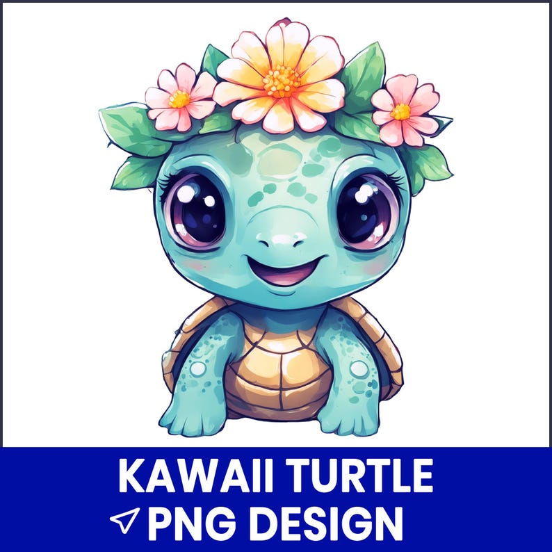 Kawaii Sea Turtle PNG Clipart, Kids Cartoon Art (digital Download) - Etsy