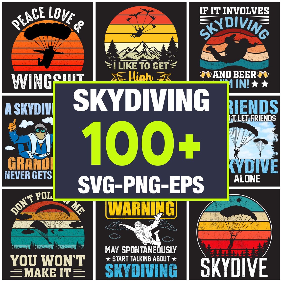 Skydiving PNG Clipart, Adventure Sports Design (svg, Eps, Dxf) - Etsy